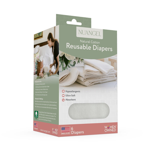 100% Cotton Pre-fold Reusable Cloth Diaper - 3 Per Package – NuAngel, Inc.